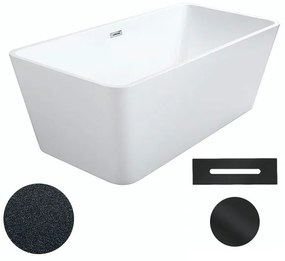 Besco Akrylátová volně stojící vana Evita Glam G 160x80 Barva: Bílá/grafit, Rozměry (cm): 160x80, Typ a barva výpustě: Click-Clack s přepadem, černá