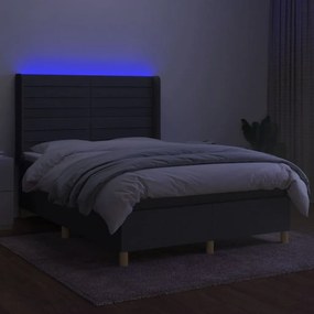 Box spring postel s matrací a LED tmavě šedá 140x190 cm textil 3138950