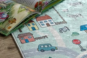 Dětský koberec protiskluzový BAMBINO 61530 zelený / šedý