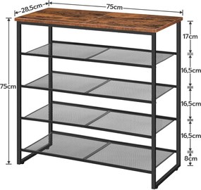 Botník Vasagle Mug 75 cm černý/hnědý