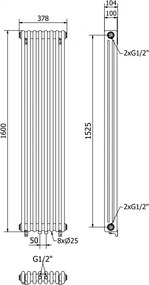 Mexen Denver, topné těleso 1600x378 mm, 1487 W, antracitová, W215-1600-378-00-66
