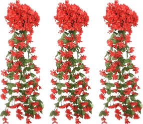 vidaXL Umělé květinové girlandy 3 ks 85 cm [359049] Barva: Červená