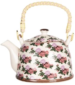 Porcelánová konvice na čaj s motivem růží - 18*14*12 cm / 0,8L
