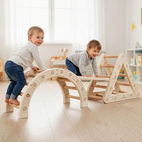 Costway 5 v 1 Prolézačka s šplhacím obloukem a dřevěným trojúhelníkem