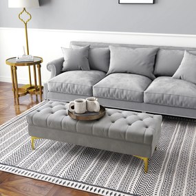 HOMCOM Lavice k posteli Lavice na boty se zvýšenými nohami ze sametu ve světle šedé barvě 118x45x42cm do ložnice a předsíně | Aosom.de