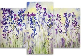 Obraz na plátně třídílný Polní květiny fialový - 60x40 cm