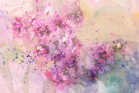 Samolepící tapeta růžová větvička květin - 225x150 cm
