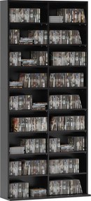 HOMCOM Moderní CD Kniha s 18 policemi pro 640 CD, Šatní skříň na CD z DTD, 78,5x24x175 cm, Černá | Aosom