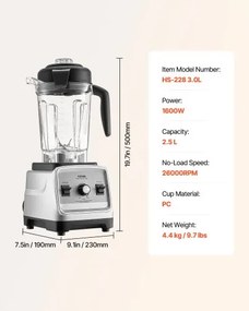 Mixér na smoothie, 2409,709 g 1600 W VEVOR