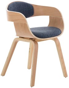 Židle King látka, dřevěné nohy natura - Modrá