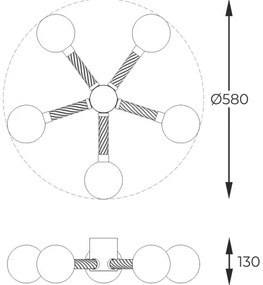 Zuma Line C0583-05C-2GHF - Přisazený lustr MIDA 5xG9/6W/230V mosaz