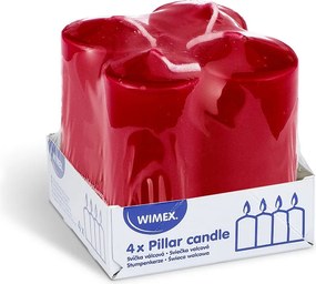 Wimex 33201 - válcová svíčka 50 × 100 mm, červená - 4 ks