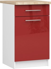 Kuchyňská skříňka Olivia S50 SZ1 bílá/červený lesk