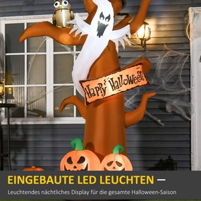 HOMCOM Samonafukovací Halloween dekorace s LED světly, včetně ventilátoru a upevňovacího materiálu, 156 cm x 107 cm x 274 cm