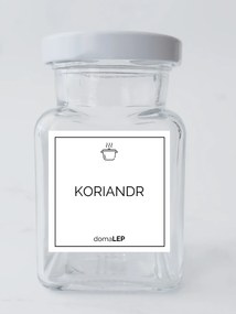 Samolepka na kořenky KORIANDR bílá 5 × 5 cm základní písmo