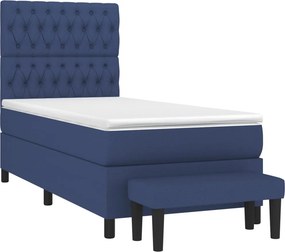 Box spring postel s matrací modrá 90x200 cm textil 3136811