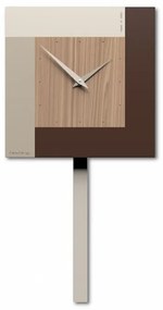 Designové kyvadlové hodiny 58-11-1 CalleaDesign Pendolo Stripes 63cm (více barevných variant) Barva čokoládová-69 - RAL8017 Dýha šedý kořen - 84