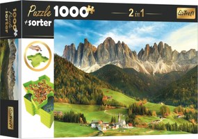 Puzzle trefl puzzle s třídičem 2v1 dolomity, itálie 1000 dílků