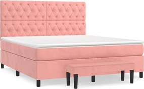 Box spring postel s matrací růžová 160x200 cm samet 3138036