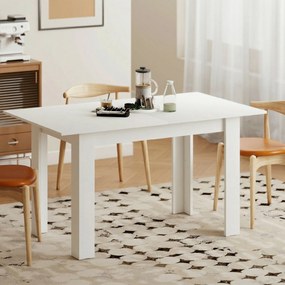 HOMCOM Rozkládací jídelní stůl, 140/180 x 80 cm, kuchyňský stůl pro 6-8 osob, do kuchyně, jídelny, bílý