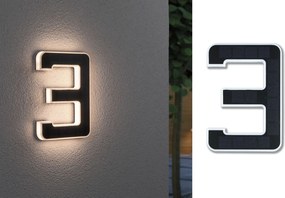 P 79844 Venkovní solární domovní číslo 3 IP44 3.000K 0,2W nabíjecí baterie výměnná - PAULMANN