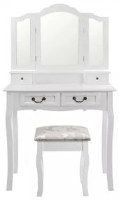 Toaletní stolek s taburetem Regina New bílostříbrný - TempoKondela