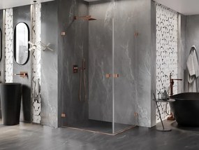 Mexen Lunar-B Duo výklopný sprchový kout 100 x 80 cm, čiré sklo, měděná matná, 832-100L-080P-65-00