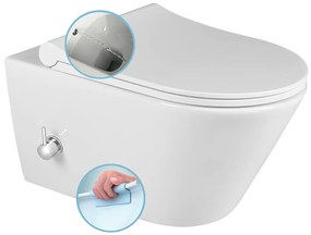 Sapho AVVA CLEANWASH závěsná WC mísa, Rimless, integrovaná baterie a bidet. sprška, 35,5x53cm, bílá 100315