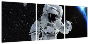 Obraz - Astronaut ve vesmíru (s hodinami) (90x30 cm)