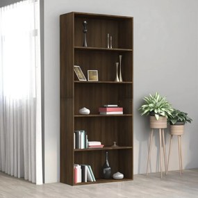 5patrová knihovna hnědý dub 80 x 30 x 189 cm kompozitní dřevo,  815404 HangarStore.cz