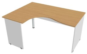 Stůl ergo pravý 160*120 cm - Hobis Gate GE 2005 P Dekor stolové desky: buk, Dekor lamino podnože: bílá, Barva nohy: stříbrná