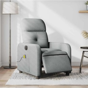 Elektrické masážní polohovací křeslo světle šedé textil 3206786