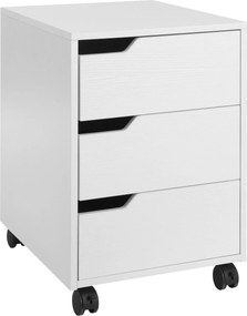 HOMCOM Kancelářská zásuvková skříň s kolečky, filing cabinet se 3 zásuvkami, 40x50x57 cm, bílá