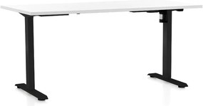 Výškově nastavitelný stůl OfficeTech A, 160 x 80 cm, černá podnož, bílá