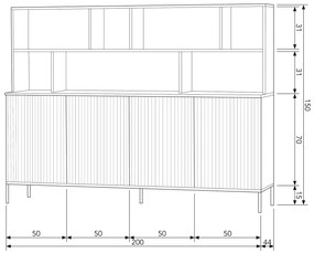 Kabinet gravure 200 x 150 cm černý MUZZA