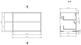 Cersanit Crea - závěsná skříňka pod umyvadlo na desku 80cm, dub, S924-010