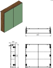 Lavedo Lotta Wotan Oak 80 - galerka (zrcadlová skříňka), smontovaná, závěsná | Lavedo by Aplomo