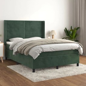Box spring postel s matrací tmavě zelená 140x200 cm samet 3132744