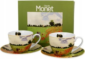 Dva šálky na kávu Monet porcelán maki poppy