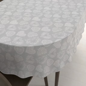 Biante Dekorační oválný ubrus PML-071 Srdce s ornamenty na šedém 100x140 cm