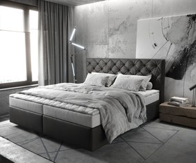 Boxspringová postel Dream-Great 180x200 cm z umělé kůže antracitová s matrací a topperem