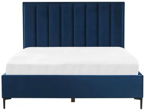 Sametová souprava nábytku do ložnice 160 x 200 cm modrá SEZANNE Beliani