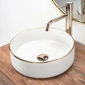 Rea Sami Gold Edge, umyvadlo na desku 36x36 cm, bílá-zlatá, REA-U6758