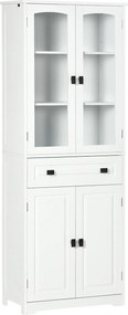 HOMCOM Kuchyňský Kmenový Skříňkový Bufetový Kabinet se 4 Dveřmi, 1 Zásuvkou a 2 Nastavitelnými Policemi 60x30x160 cm Bílý | Aosom