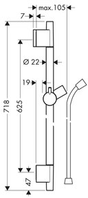 Hansgrohe Unica, S Puro sprchová tyč 650 mm se sprchovou hadicí Isiflex 1600 mm, chromová, HAN-28632000