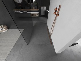 Mexen Kioto, sprchová zástěna Walk-In 155 x 200 cm, 8mm čiré sklo, měděný matný profil, 800-155-002-65-00