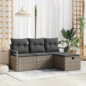 Set pohovek 4 ks 4-Počet míst Šedá polyratan 3359148