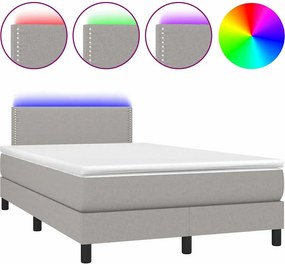 Box spring postel s matrací a LED světle šedá 120x200 cm textil 3133061