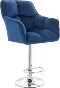LuxuryForm DESIGN Barová židle AMALFI VELUR na stříbrné kulaté podstavě - modrá