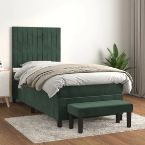 Box spring postel s matrací tmavě zelená 80 x 200 cm samet 3137932